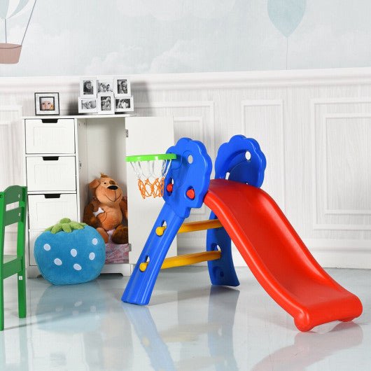 2 Step Children Folding Slide with Basketball Hoop – Monkey Bunks