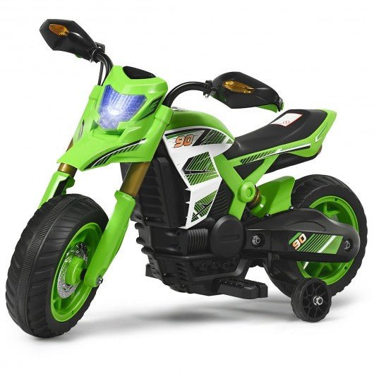 6V Electric Kids Ride-On Battery Motorcycle with Training Wheels -Gree – Monkey Bunks