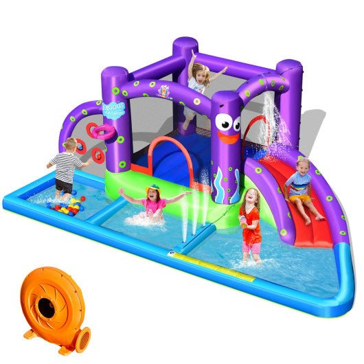 Inflatable Water Slide Park with Splash Pool and 750W Blower – Monkey Bunks