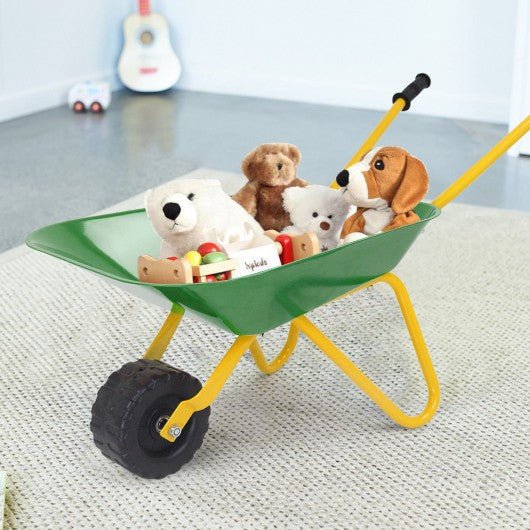 Outdoor Garden Backyard Play Toy Kids Metal Wheelbarrow-Green – Monkey Bunks