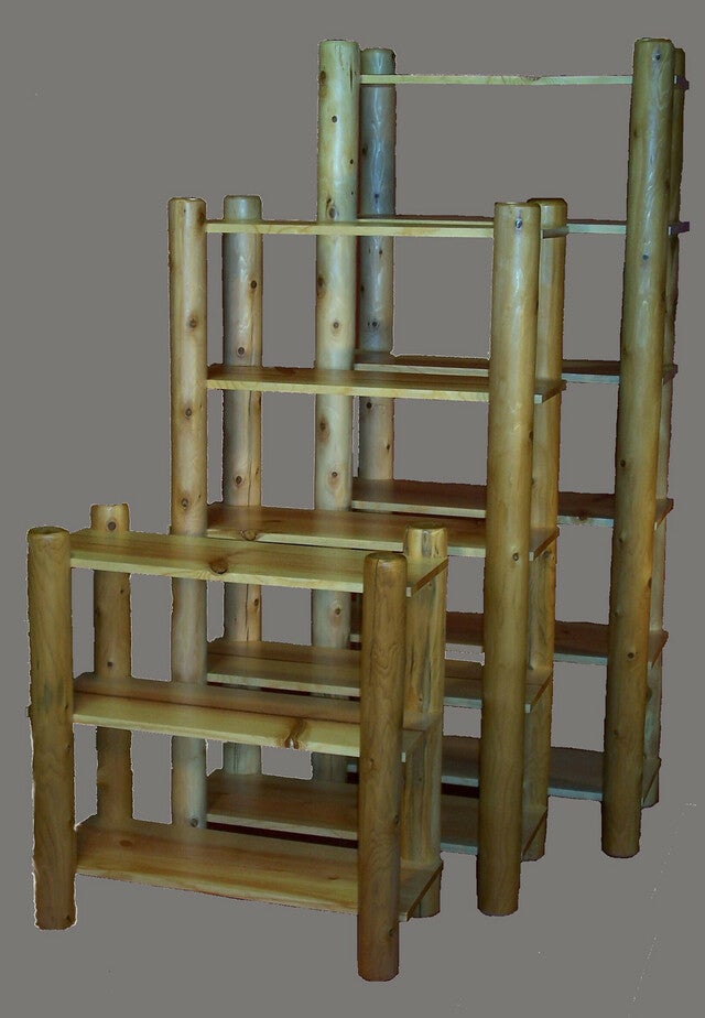 Hidden Lake Cedar Log Open Bookcases – Monkey Bunks