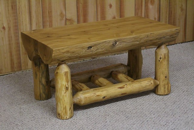 Hidden Lake Hand Peeled Half Log Coffee Table – Monkey Bunks