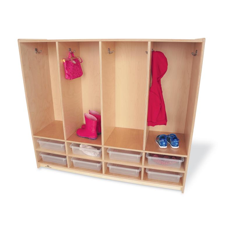 Preschool 8 Section Coat Locker With Trays – Monkey Bunks