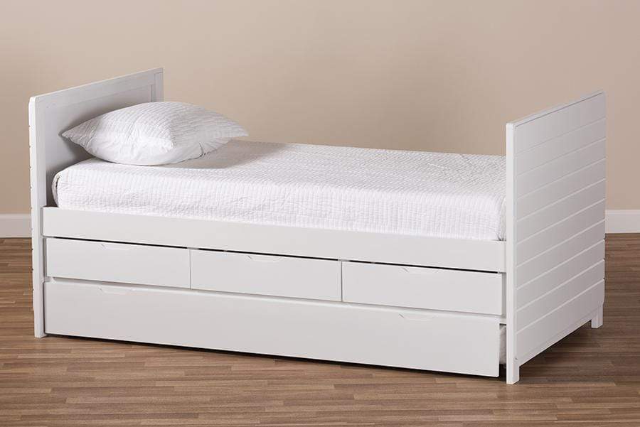 Baxton Studio Linna Modern Contemporary White Finished Daybed with Trundle