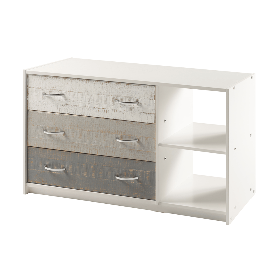 Donco 3 Drawer Chest/Shelf Grey White – Monkey Bunks
