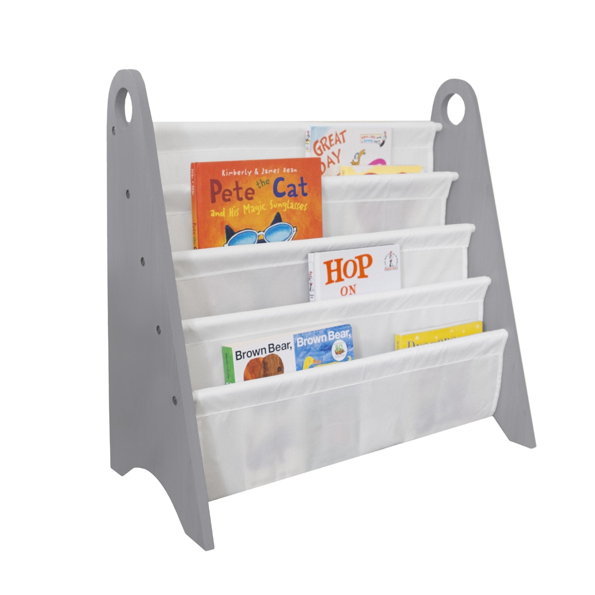 Modern Sling Bookshelf - Gray w/ White – Monkey Bunks