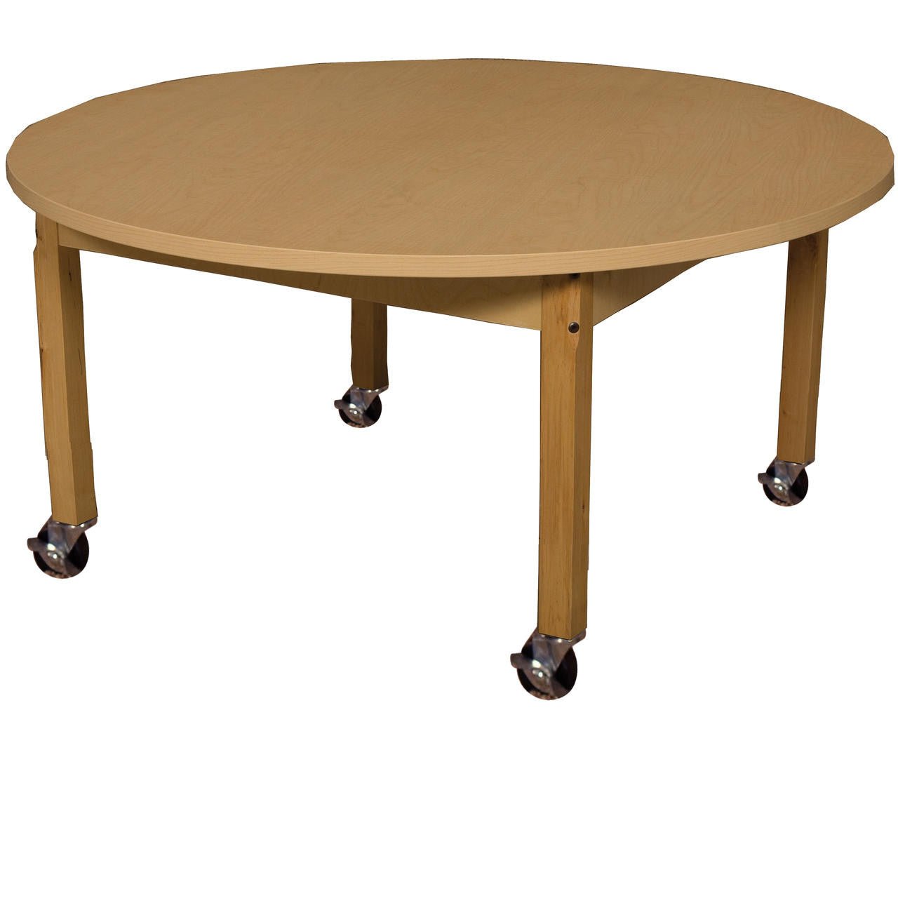 Mobile Round High Pressure Laminate Table with Hardwood Legs- 26 ...